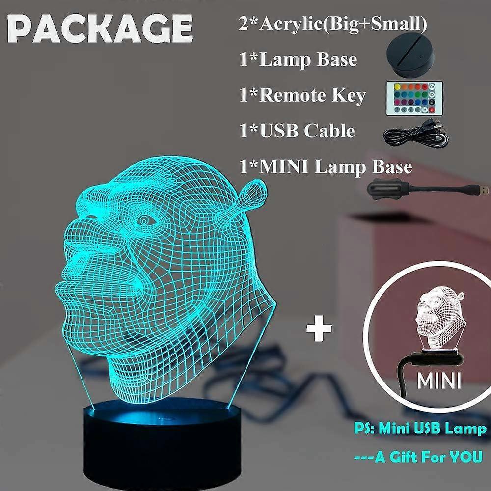 SBSG Shrek 3D LED Visual Night Light Cartoon The Green Monster Movie ...