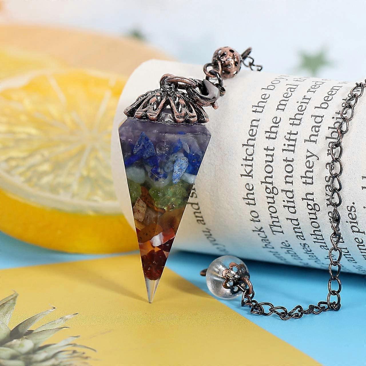 7 Chakra Crystal Dowsing Pendulum Faceted Cone Point Gemstone Pendulum for Dowsing Scrying ...