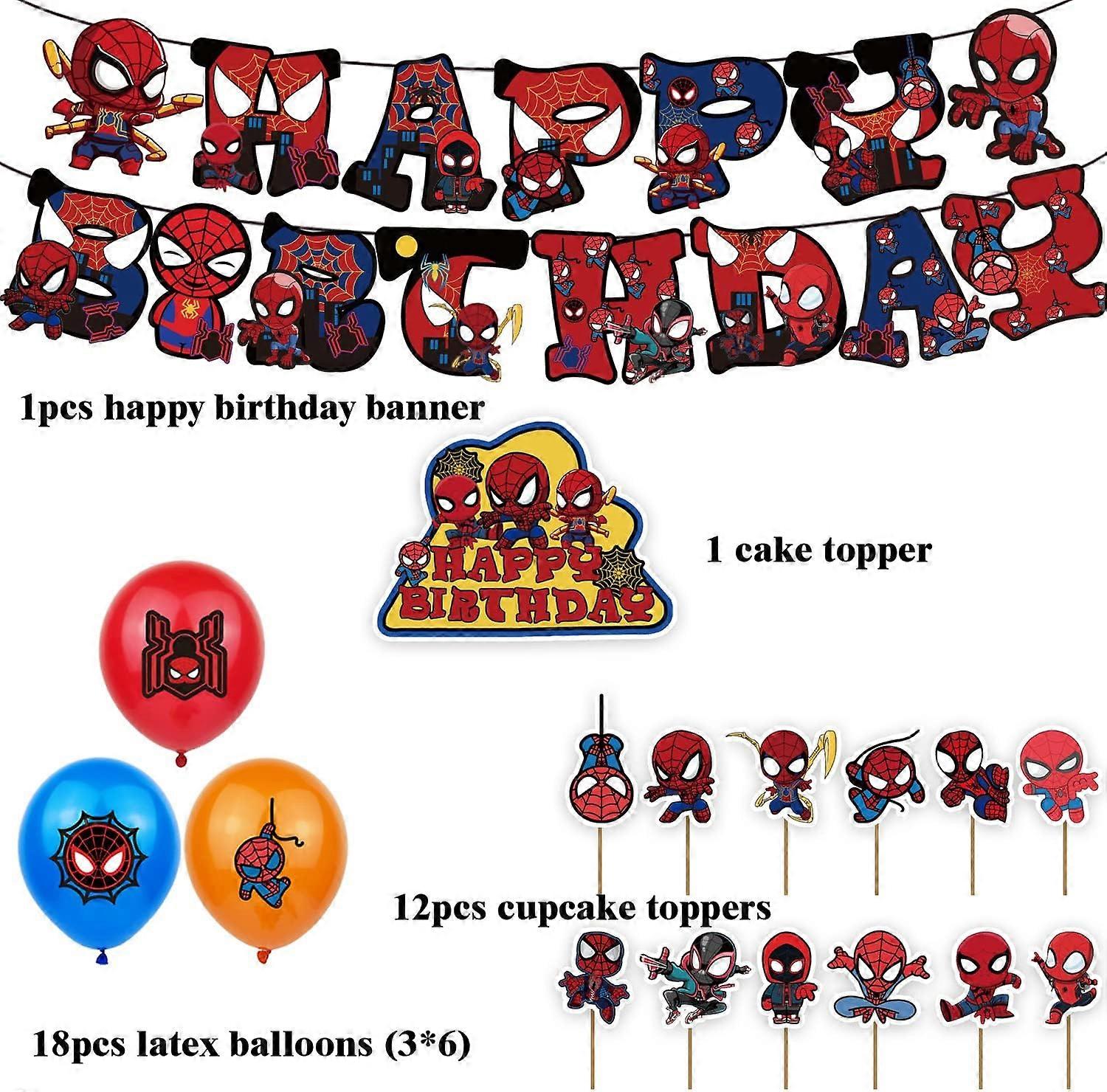 Cartoon Party Supplies, Include Party Banner, Cartoon Cake Toppers ...