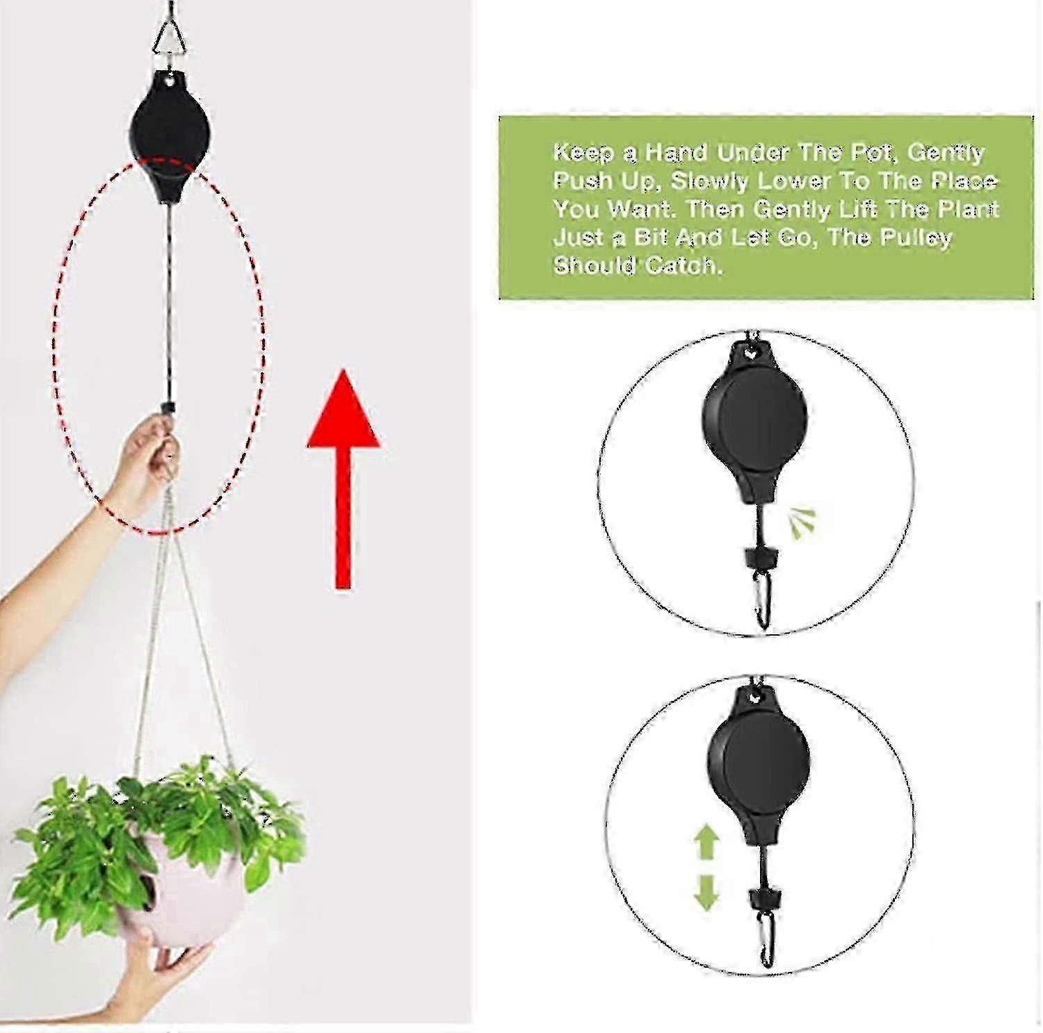 4 Pack Plant Pulley Retractable Plant Hook Pulley Adjustable Plant ...