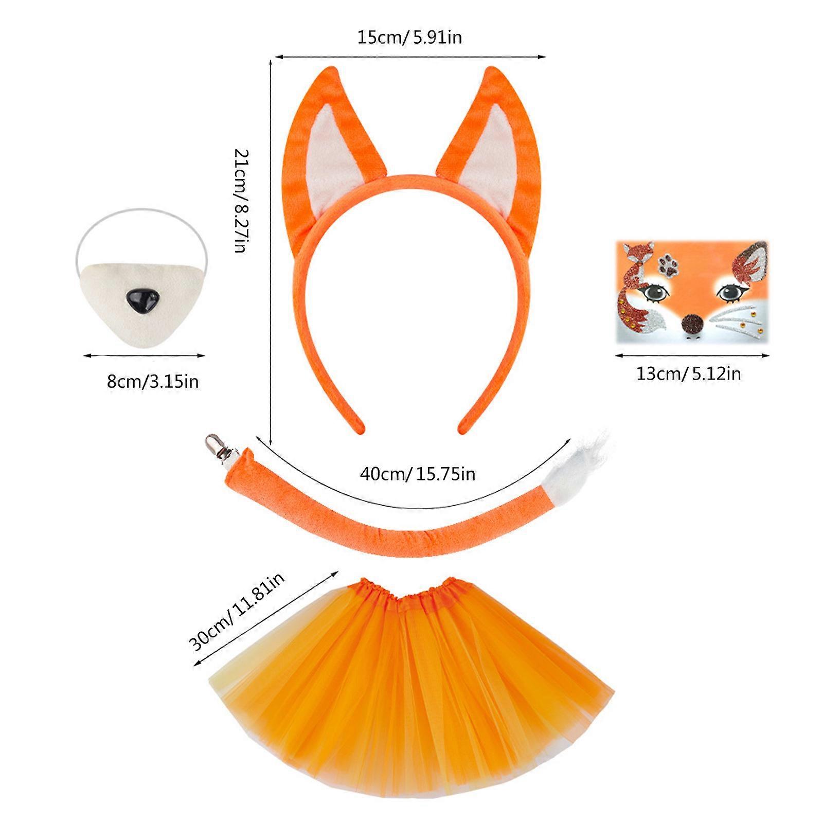 Foxes Cosplay Costume Set Plush Tail Cats Ears Headband Foxes Face ...