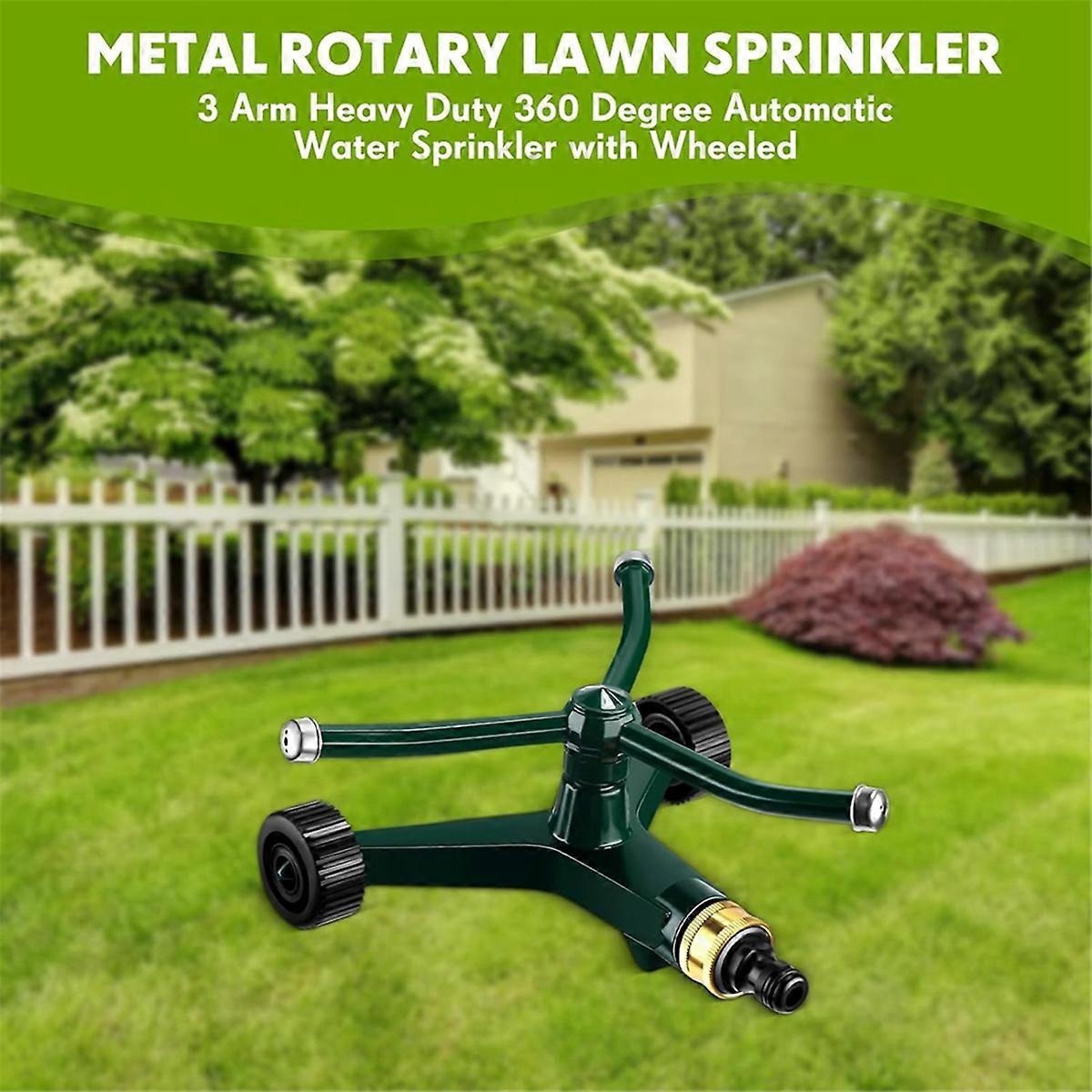 Metal Rotary Lawn Sprinkler 3 Arm Heavy Duty 360 Degree Automatic ...