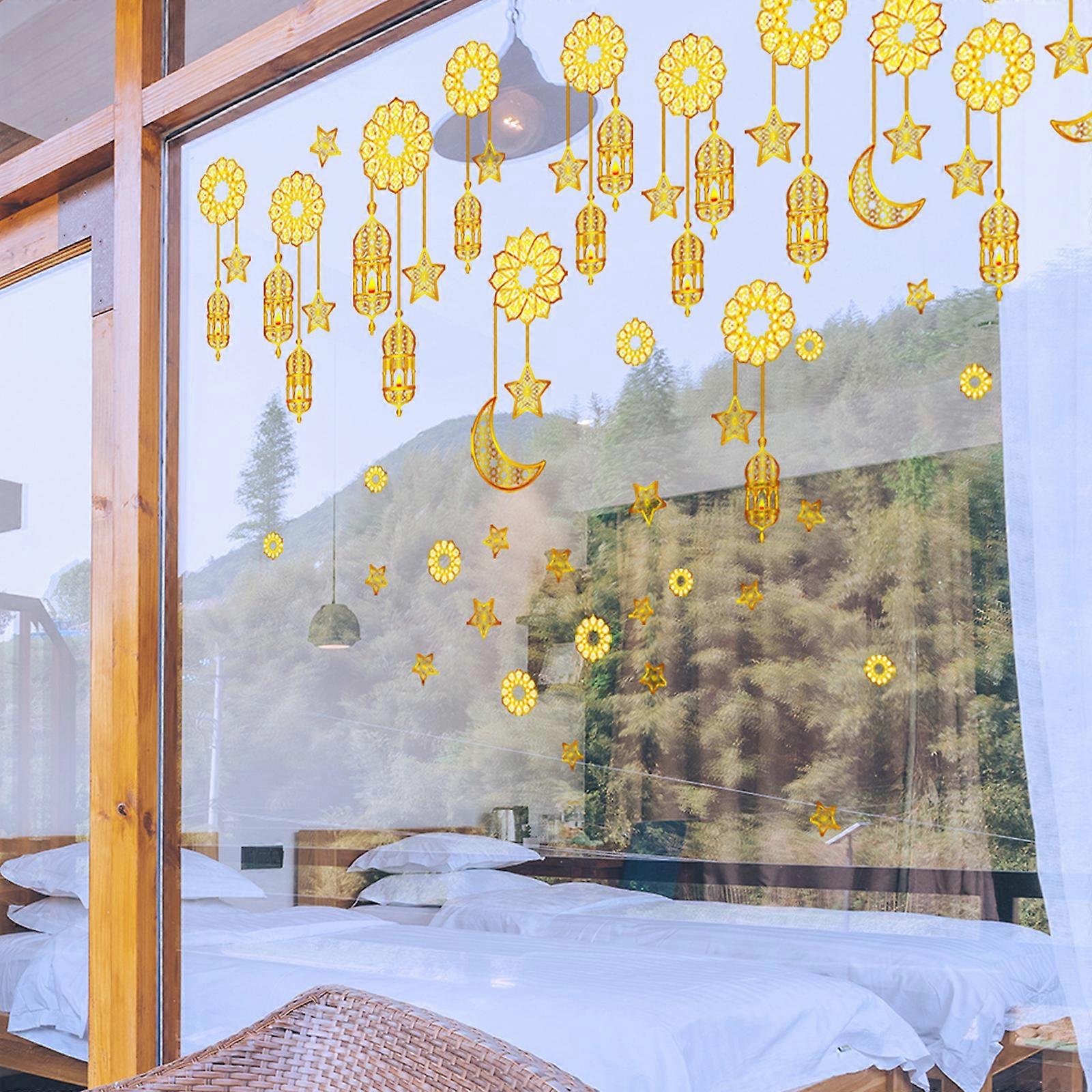 Eid Wall Stickers 2pc/set Double Side Static Electricity Moon Star ...