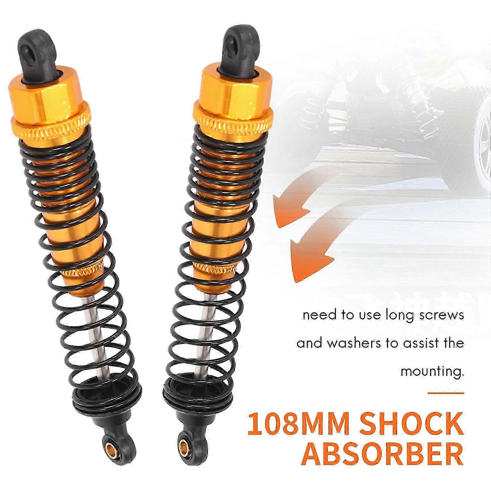 4PCS Shock Absorber 108mm Aluminum Alloy,Front Rear Assembled Spring Damper Suspension for 1/10 ...