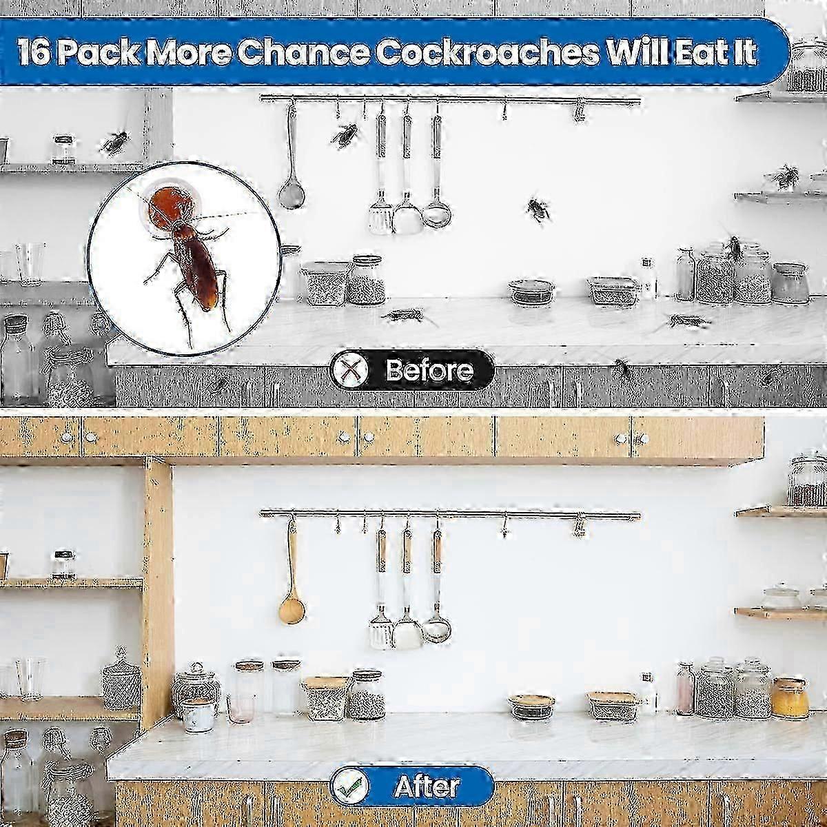 16PCS Roach Bait & Killer Effective Cockroach Repellent and Gel for ...