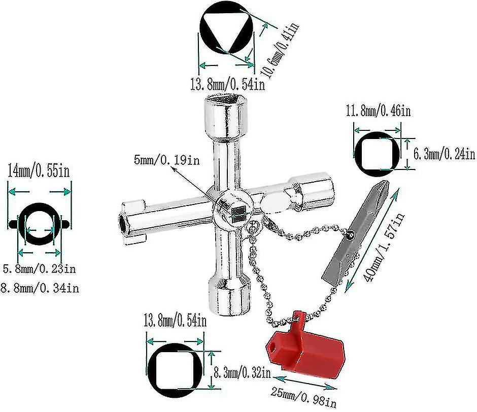 Control Cabinet Key Cross Key 4-way Multifunctional Universal Key, With ...
