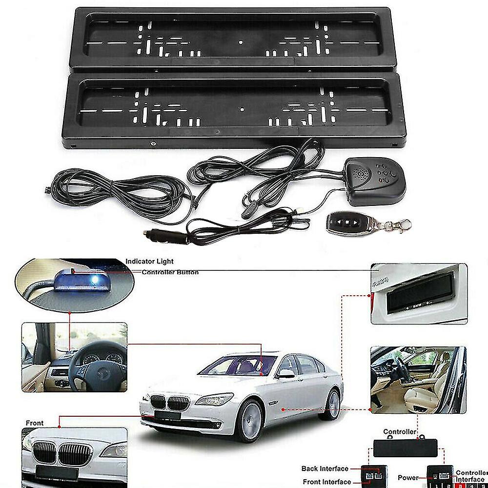 2pcs License Plate Frame Roller Shutter Electric Remote Control License ...