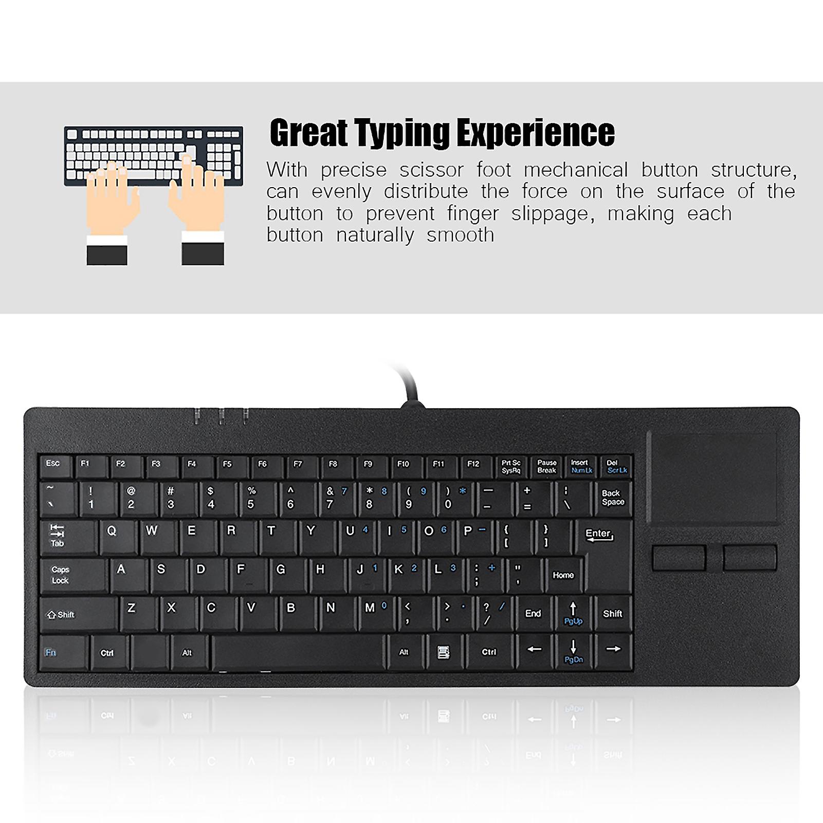 Wired USB Built in Touchpad HUB Port Keyboard 86 Key Mute Ultra Thin Keyboard for Notebook Desk ...
