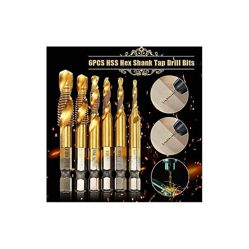 Set of 6 Thread Taps, Tap Drill, Metric Thread M3-M10 with Titanium ...