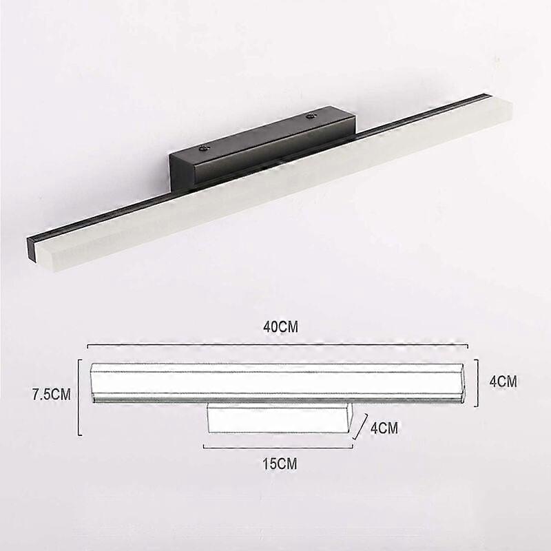 LED Mirror Lamp Wall Lamp Bathroom 40cm Cold White 9W 6000K Black ...