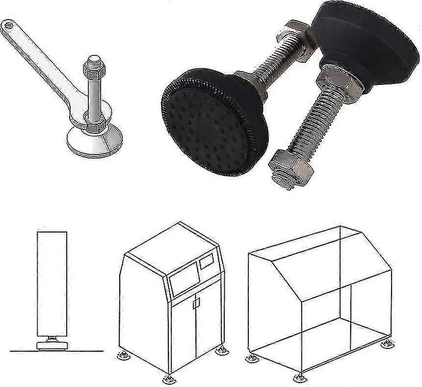 6 Pack D40 X M8 X 50mm Adjustable Swivel Legs, Tilt Nylon Base, Self ...