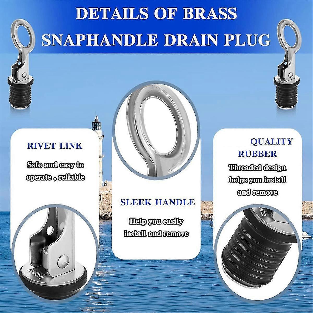 2Pcs Boat Plugs Snap Handle Drain Plug for 1 Inch Diameter Marine Boat ...