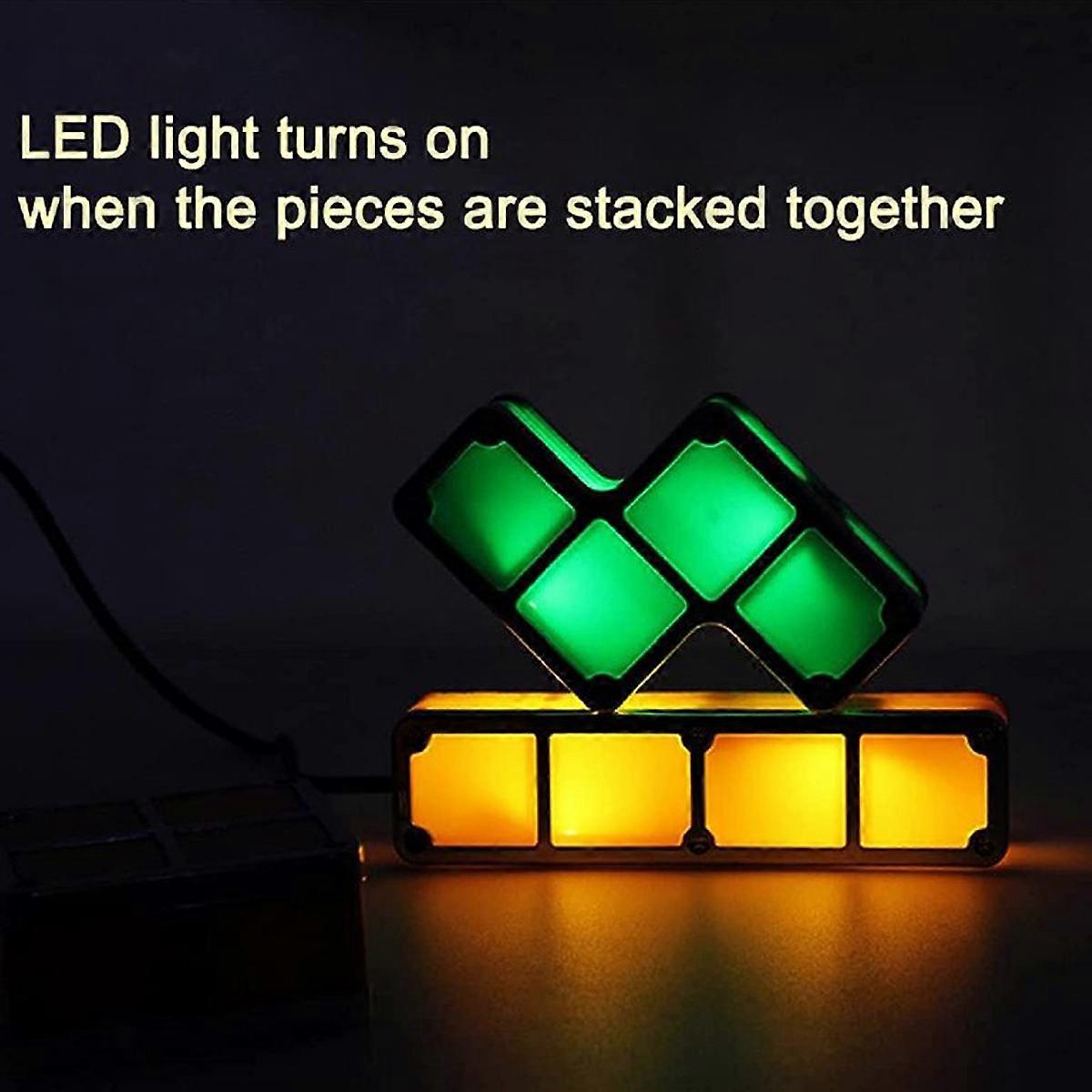 Stackable Tetris Night Light, 7 Pieces DIY LED 7 Colours 3D Puzzle ...