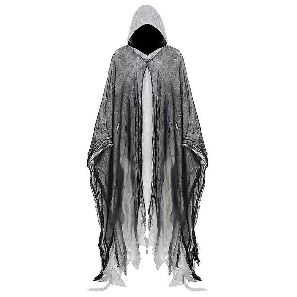 Grim Reaper Halloween Costume Adult Scary Cloak Men Hooded Terror Robe ...