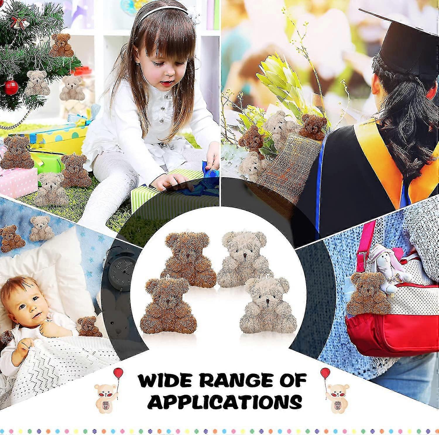 6 stykker Mini Bamse Lille Bjørn Bulk 4 tommer tøjdyr legetøj Lille blød bjørn dukke Bamse Brun ...