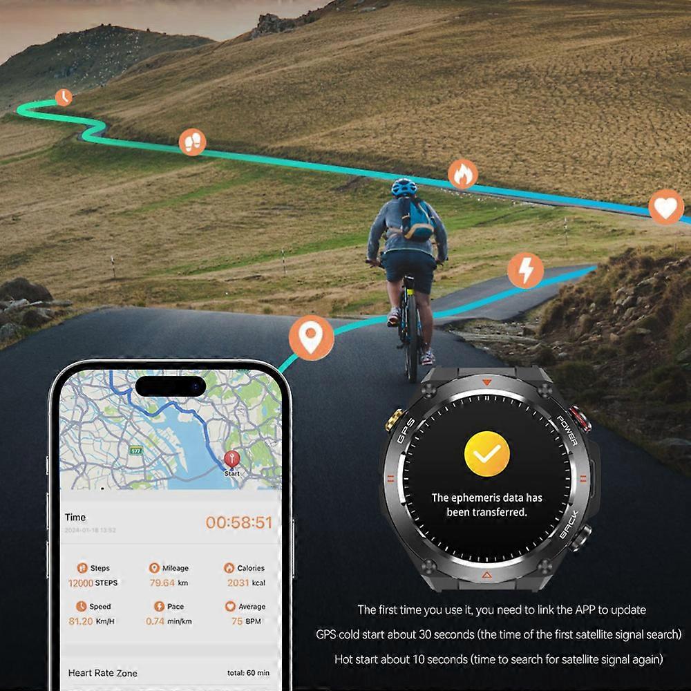 KC82 Outdoor GPS Smart Watch Bluetooth Calls Compass Altitude Barometer ...