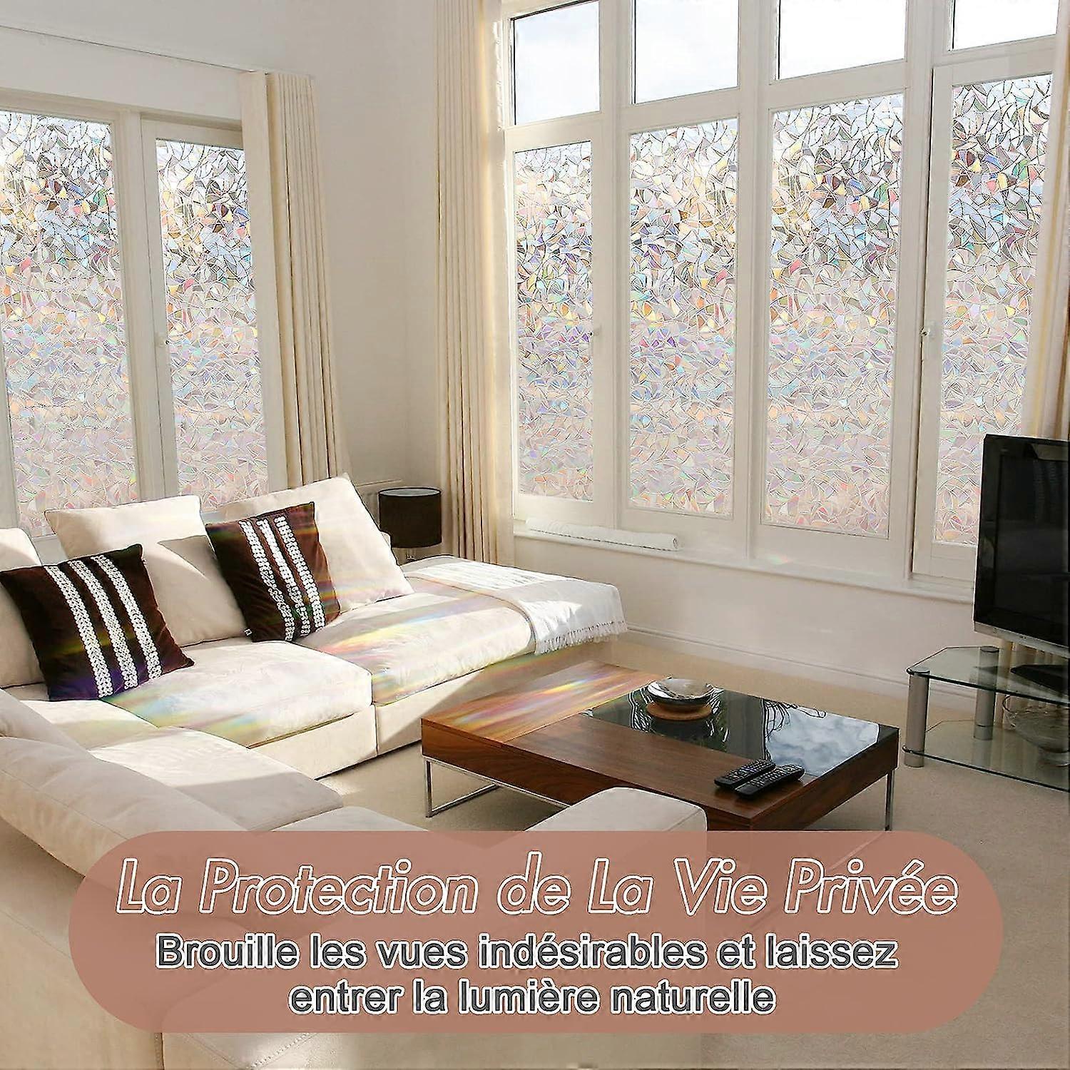 45x200cm Electrostatic Window Film Rainbow Effect, Decorative Anti-Peek ...