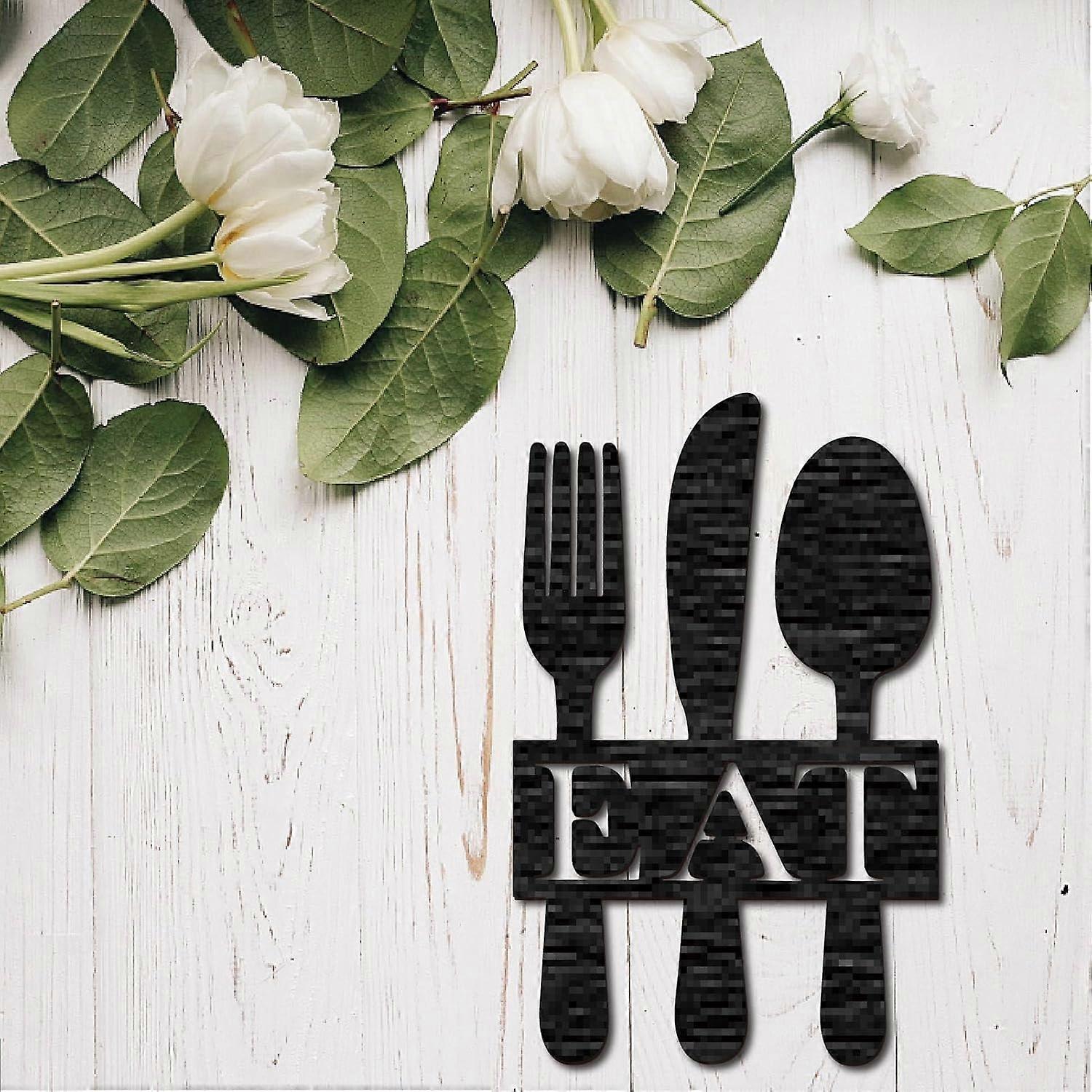 Word Eat Sign Laser Cut Wood Letter Sign Fork Spoon Wall Decor Cutouts ...