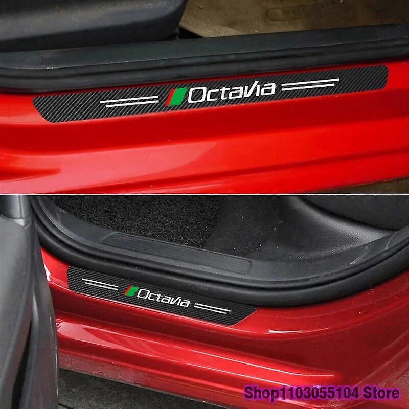 Motor Vehicle Parts 4pcs Carbon Fiber Car Door Sill Sticker For Skoda ...