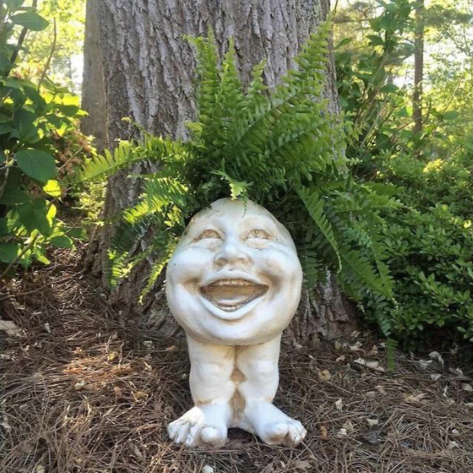 The Face Statue Planter Funny Muggle Face Sculpture Quirky Emoji ...