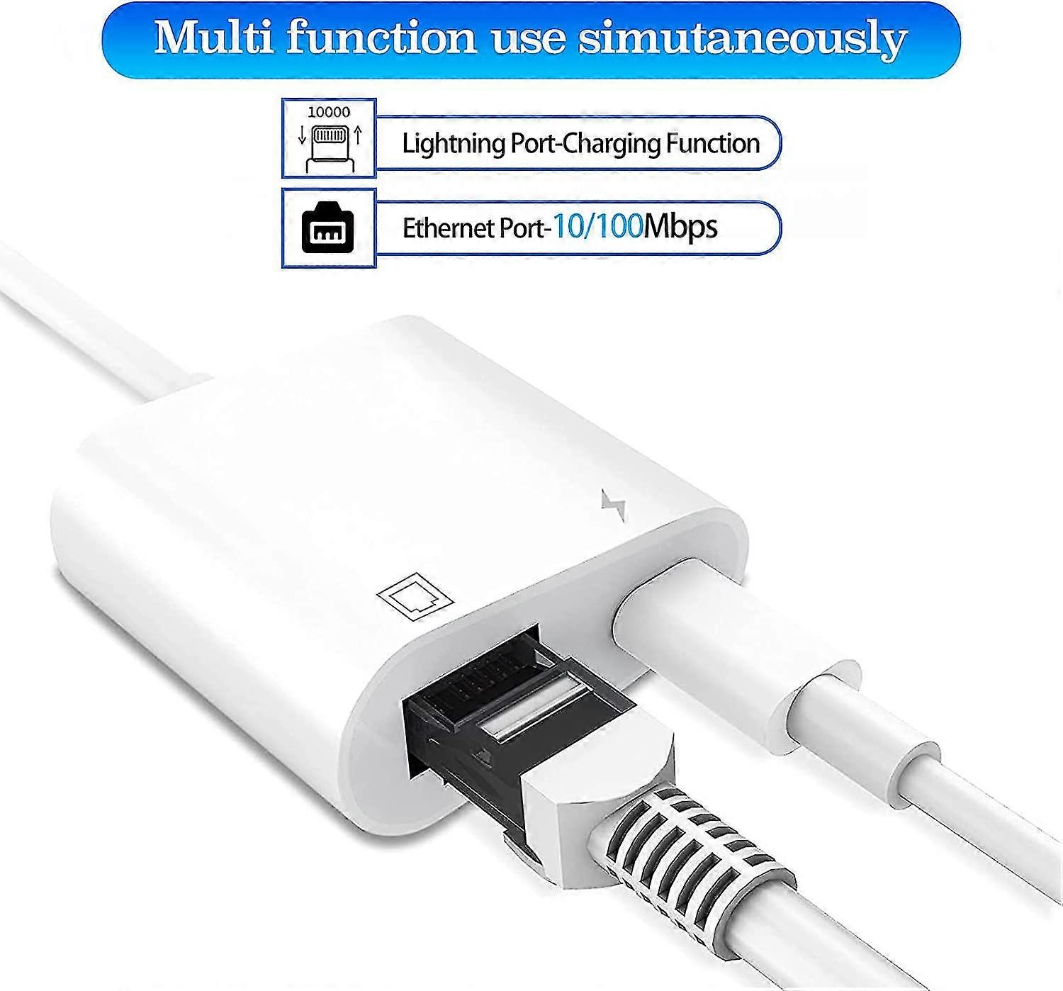 New,suitable Lightning To Ethernet Adapter, compatible 2 In 1 Ethernet ...
