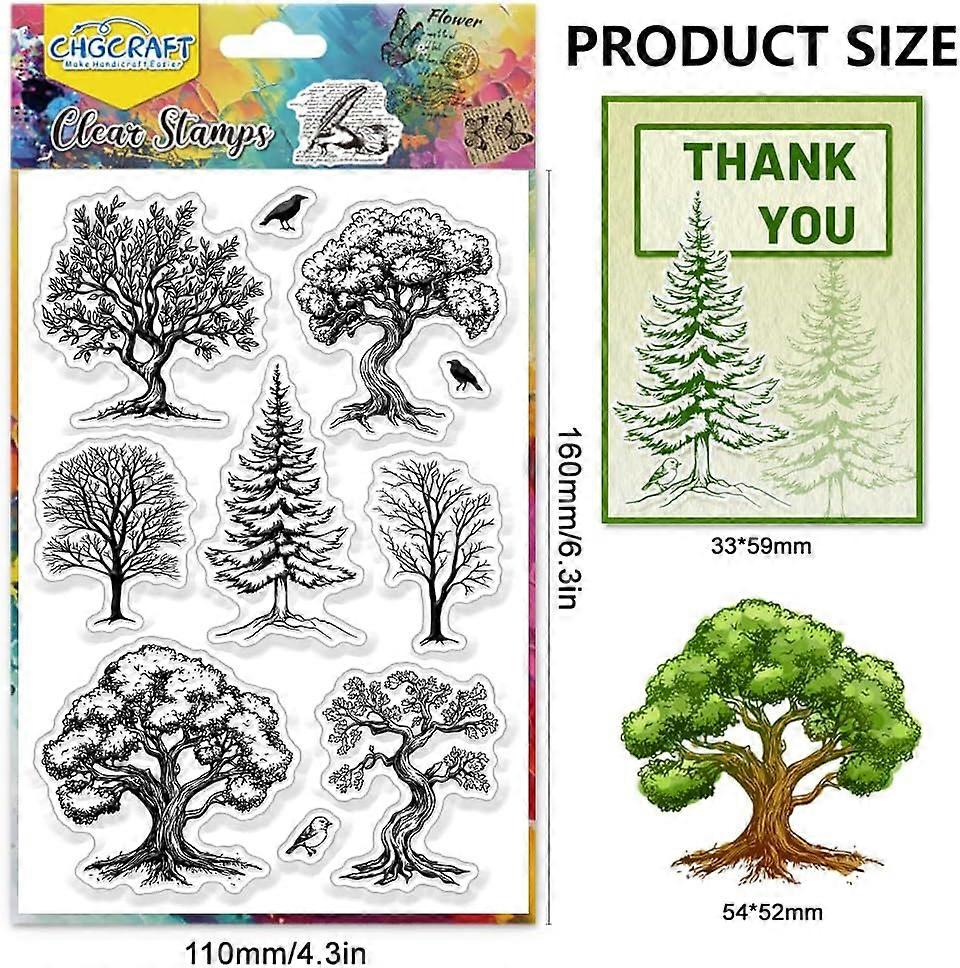 Realistic Tree Clear Stamps Pine Tree Silicone Stamps for Crafting Tree ...