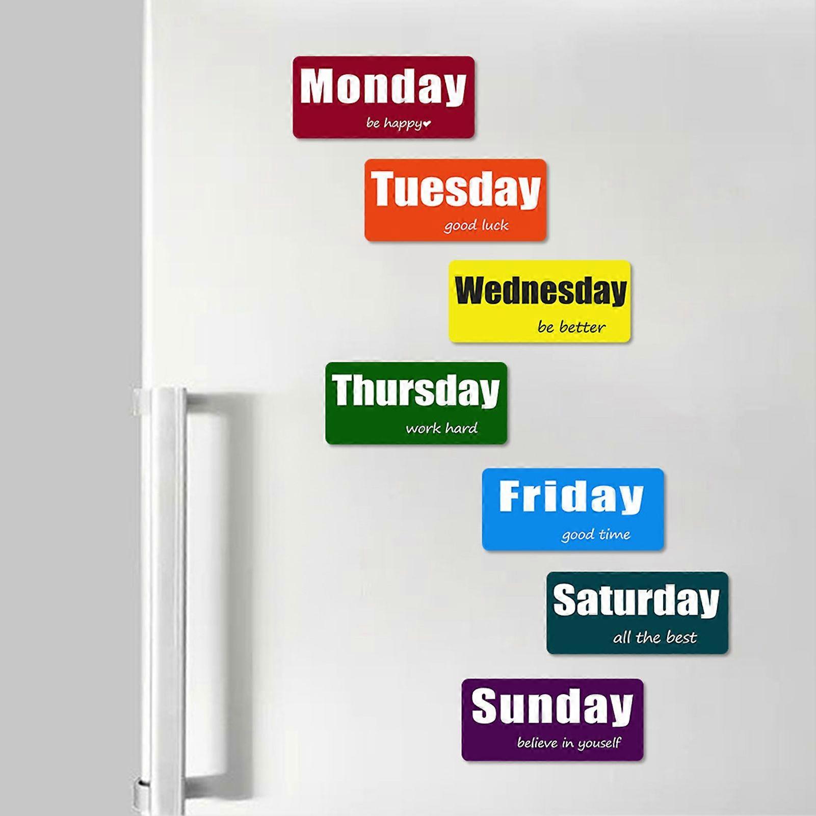 7Pcs/Set Days of Week Fridge Magnet Colorful Weekday Weekend Magnetic ...