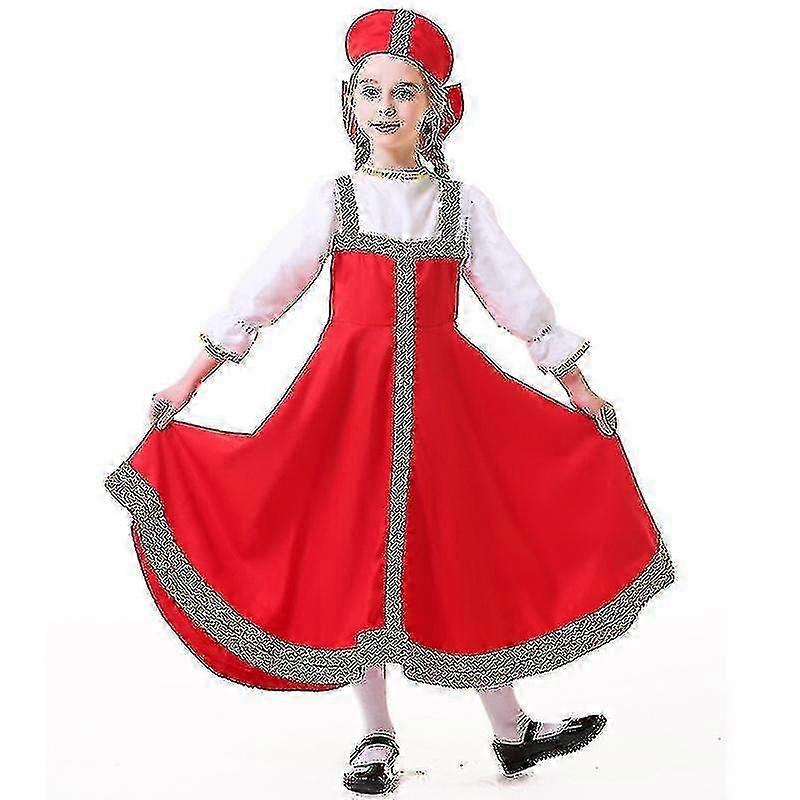 Fancy Russian Dance Costume in Red Sarafan for Kids and Women ...