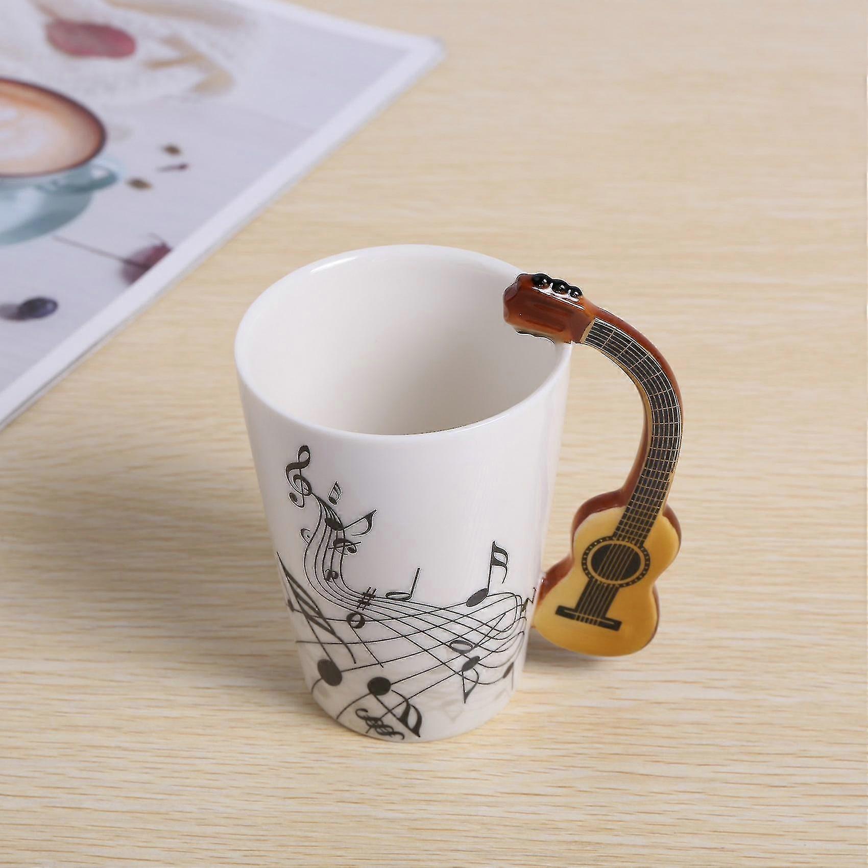 Creative Novelty Guitar Handle Ceramic Cup Free Spectrum Coffee Milk ...