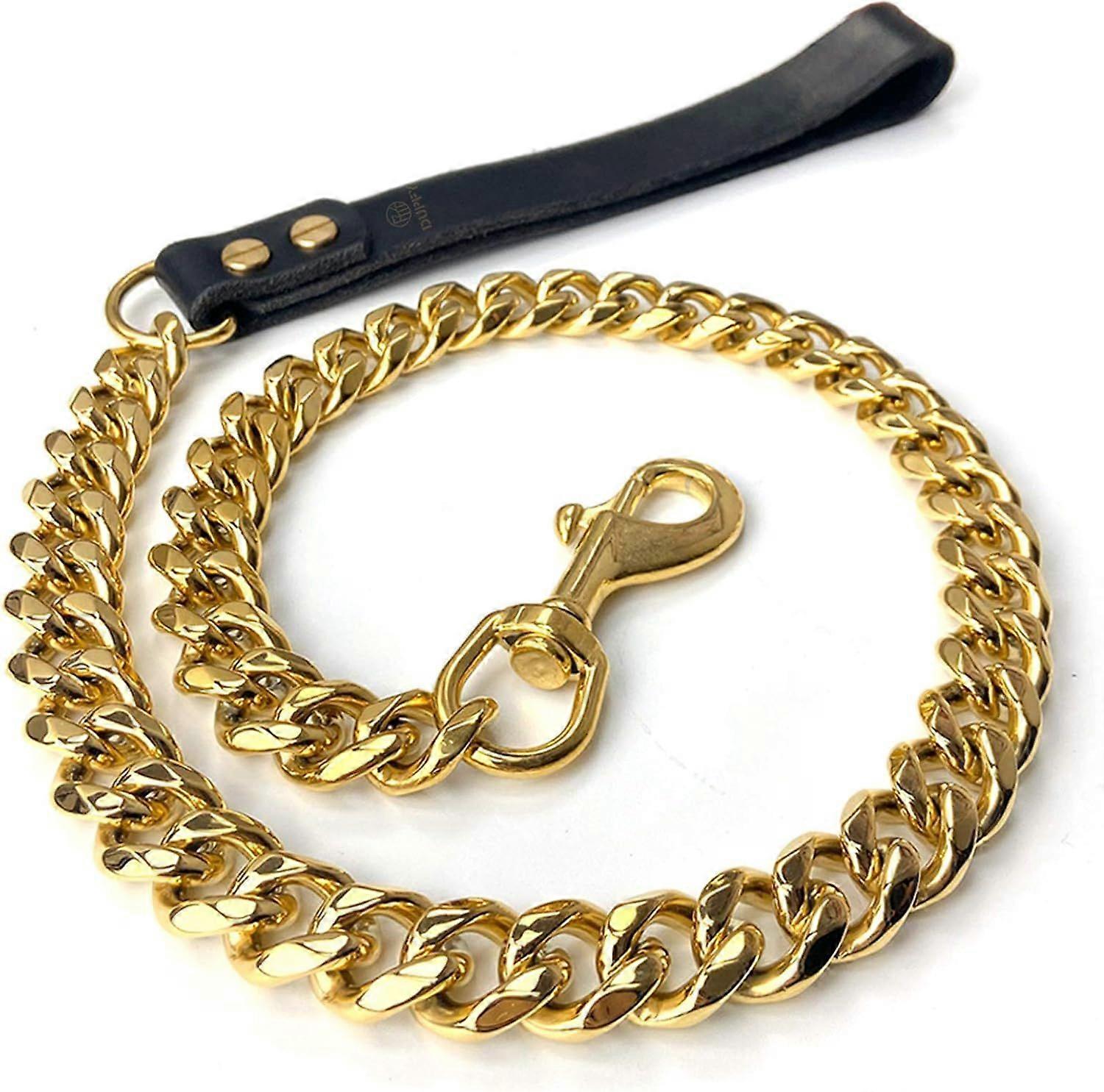Gold Chain Leash for Large Dogs Chew Resistant Metal 19mm Fully Welded ...