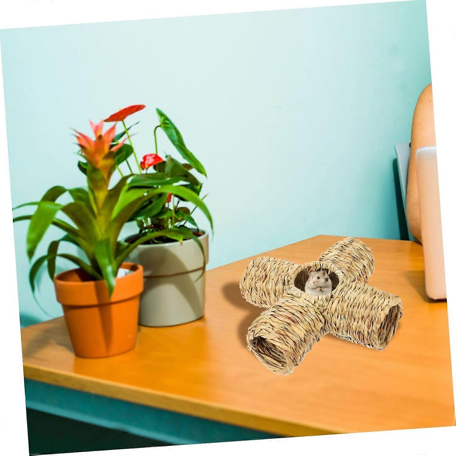 Plush Tunnel for Small Animals, Sturdy Woven Grass Tunnel, Open ...