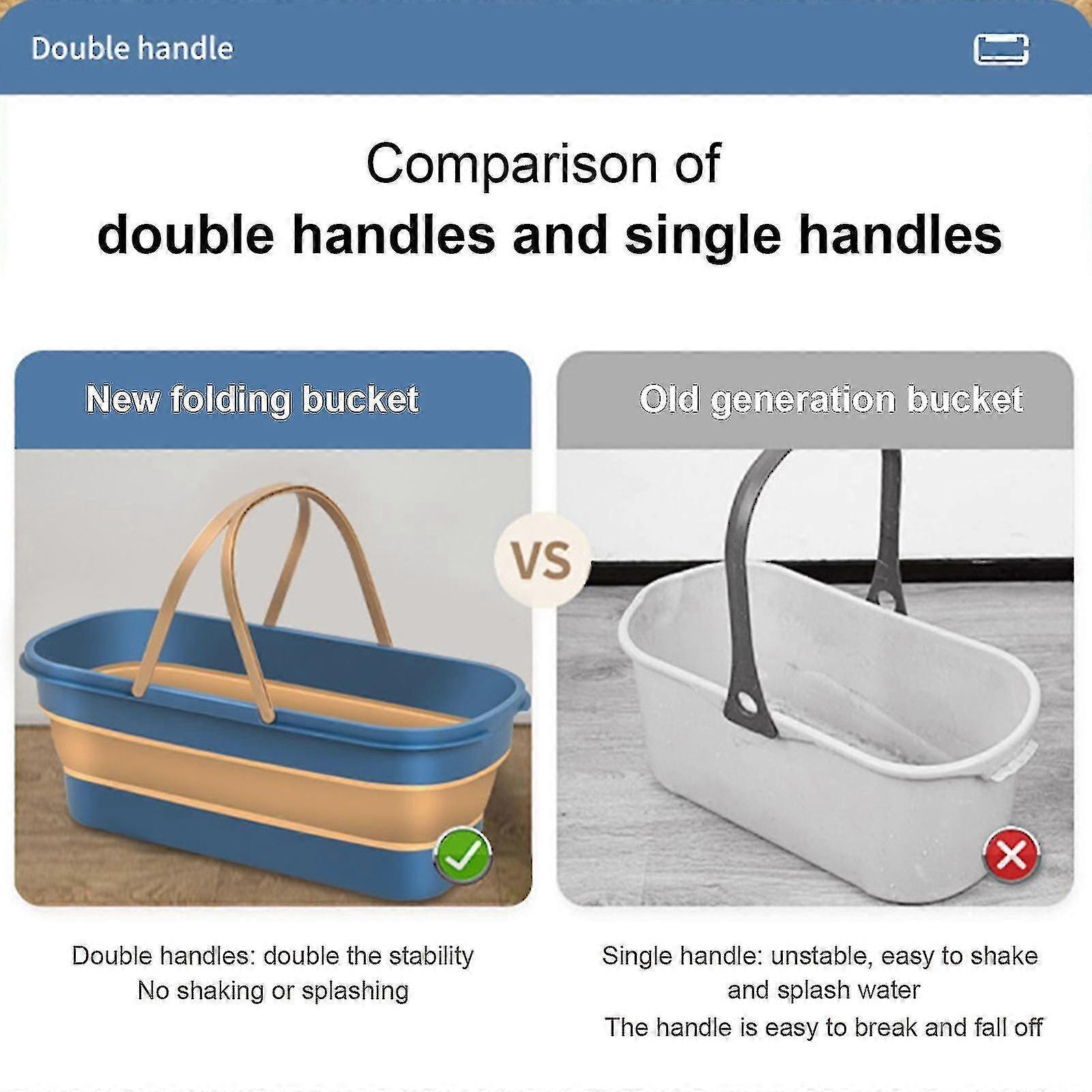 Large Flat Mop Cleaning Bucket, Large Flat Mop Floor Mop Large Foldable ...