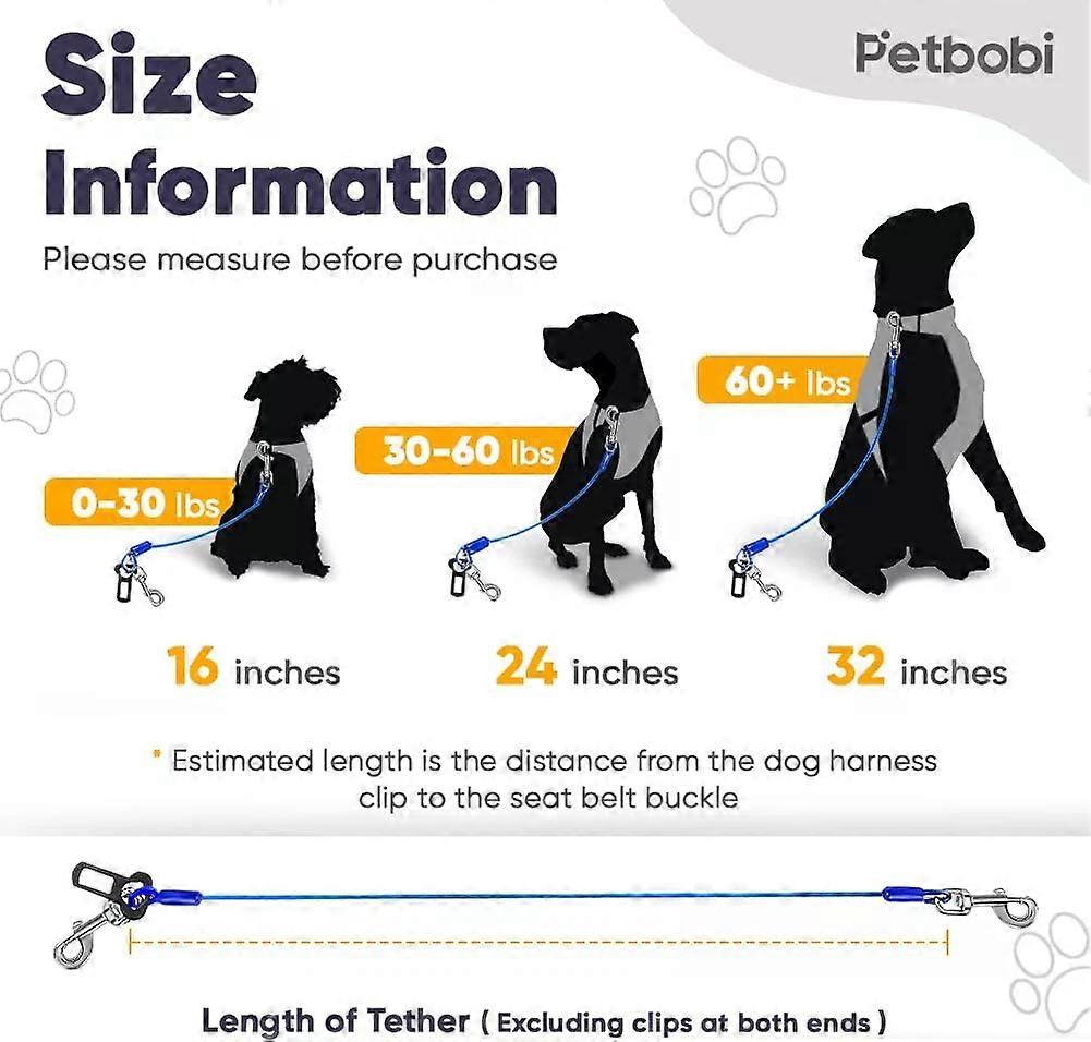 Dog Seat Belt for Car, Chew Proof Durable Tether for Small Dogs, Safety ...