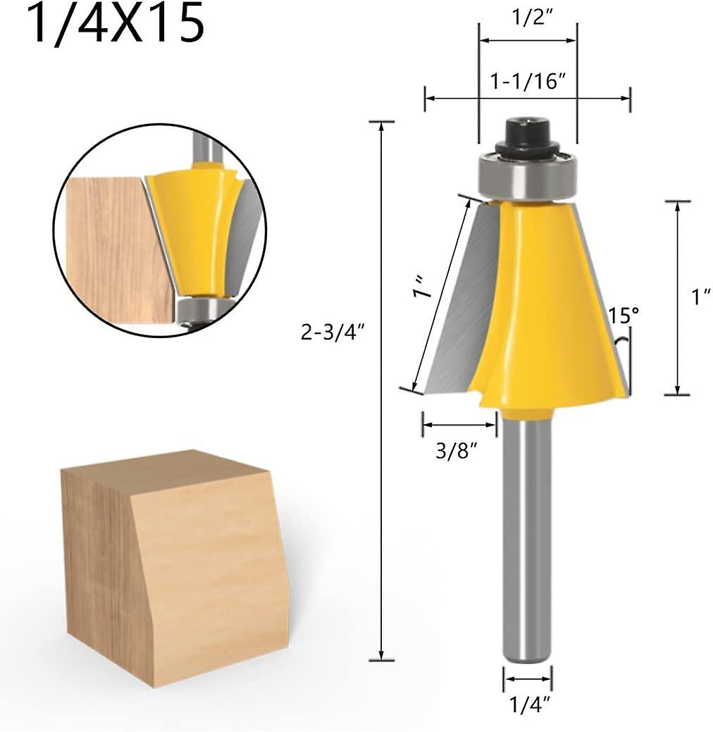 2023 - Chamfer Edge Router Bit 15 Degree Angle Forming Router Bit 1/4 ...