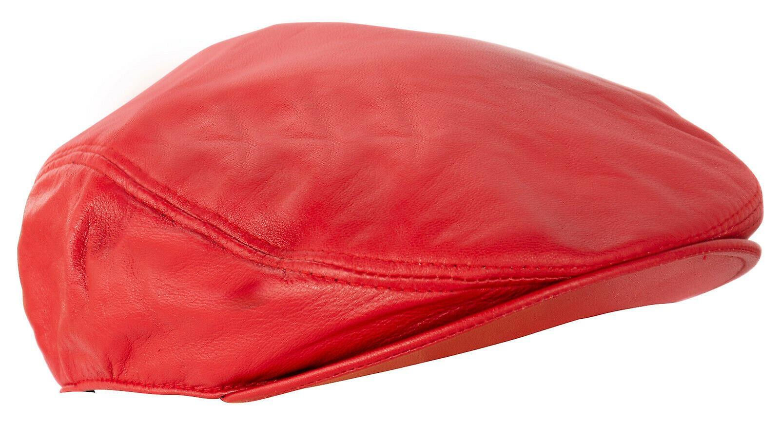 Mens Red Flat Hat Leather Newsboy Gatsby Cap | Fruugo UK