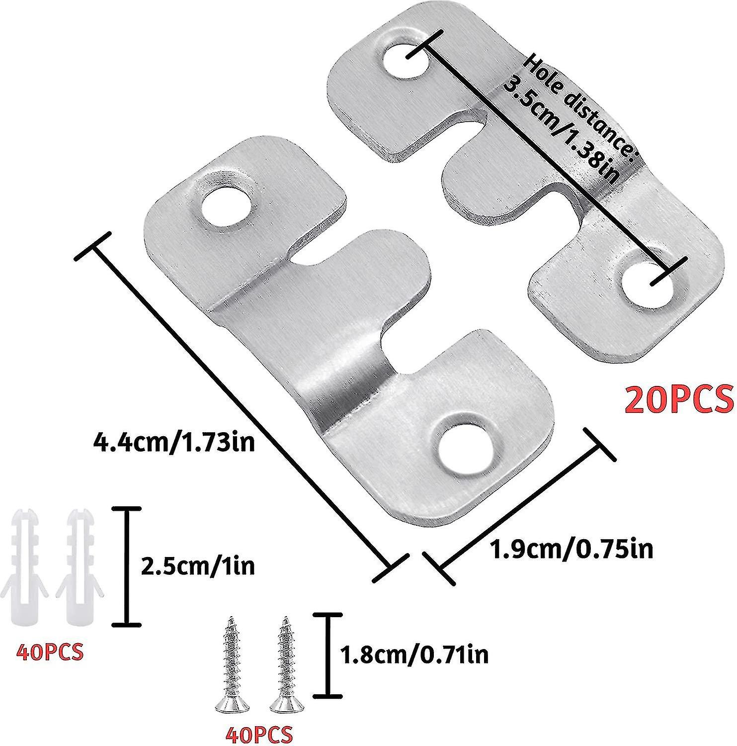 10 Pairs Flush Concealed Mount Brackets Interlocking Picture Hanger ...