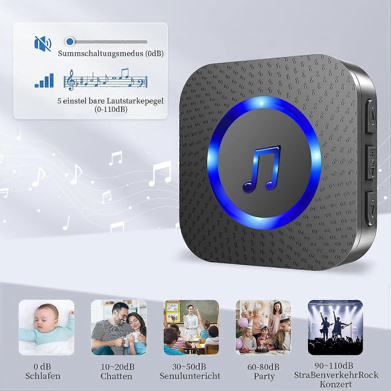 Wireless Doorbell, 300M Long Range Waterproof Electronic Chime Chime ...