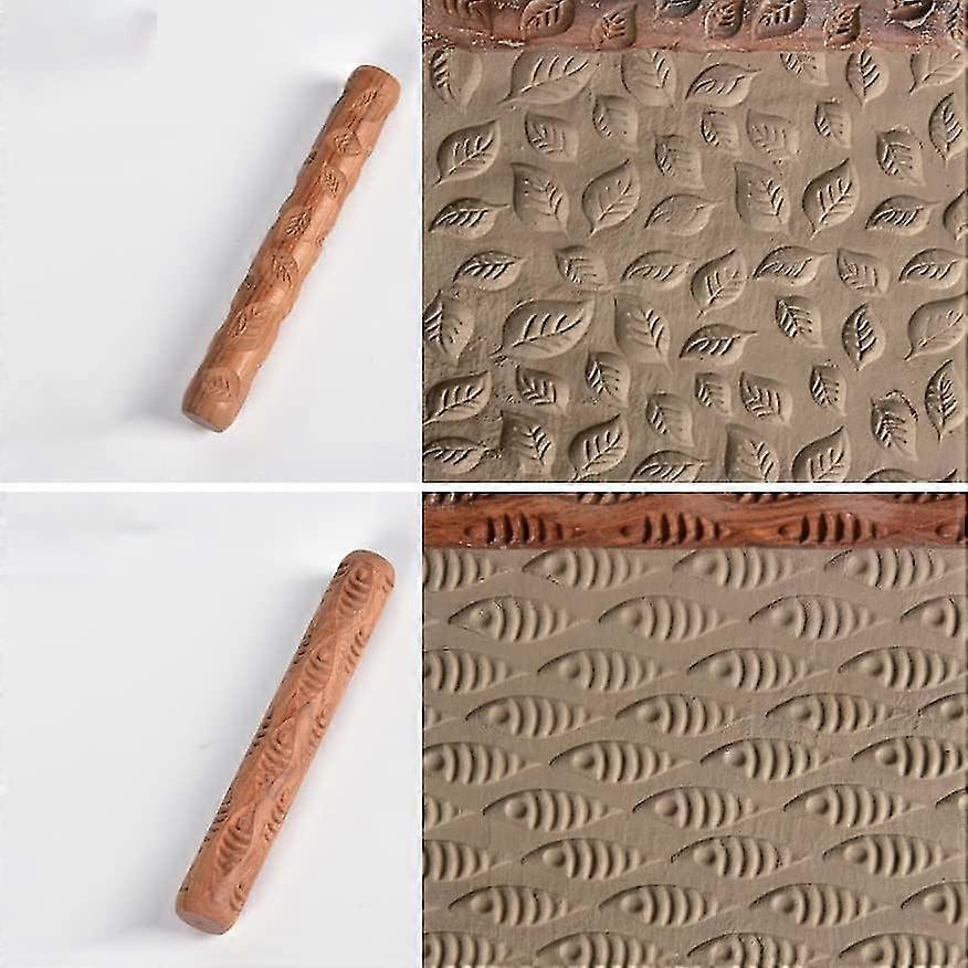 Pottery Tools Wooden Hand Rollers for Clay Stamper Pattern Roller ...