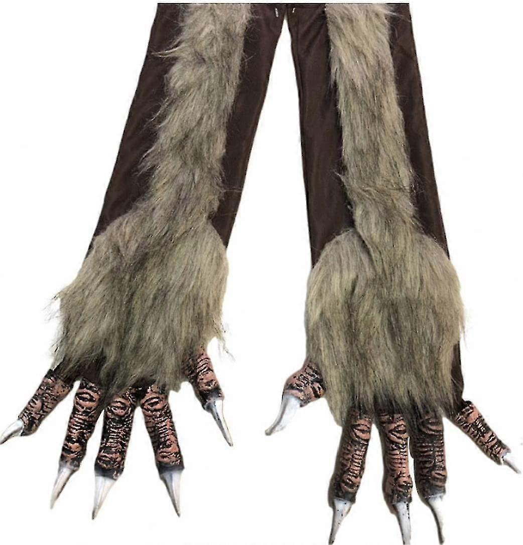 Werewolf Gloves 1 pair Furry Werewolf Hands Gloves Halloween Decoration ...
