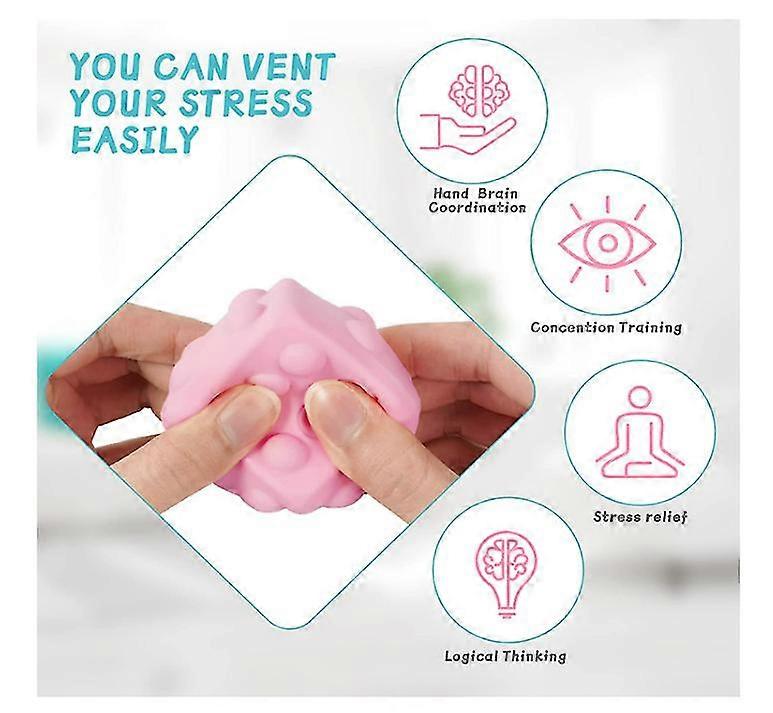 Pop it Ball, 2PCS 3D Sensory Dice Toys Push Bubbles Silicone Ball, Fidget Toy Decompression for ...