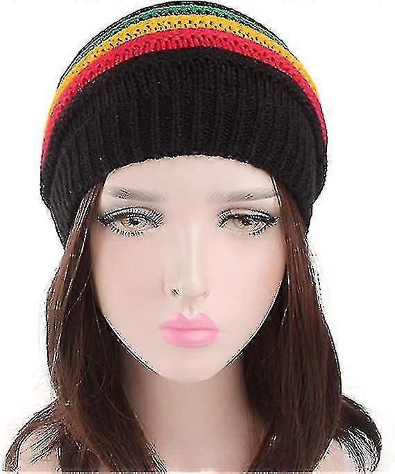 Dww-fash Bob Jamaican Reggae Cap -ur Striped Rasta Hat Slouchy Baggie ...