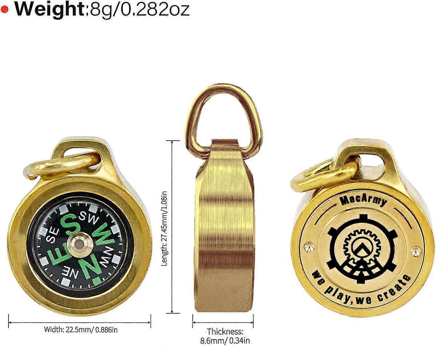 Titanium/Brass Mini Compass, Teardrop Shaped Outdoor Compass ...