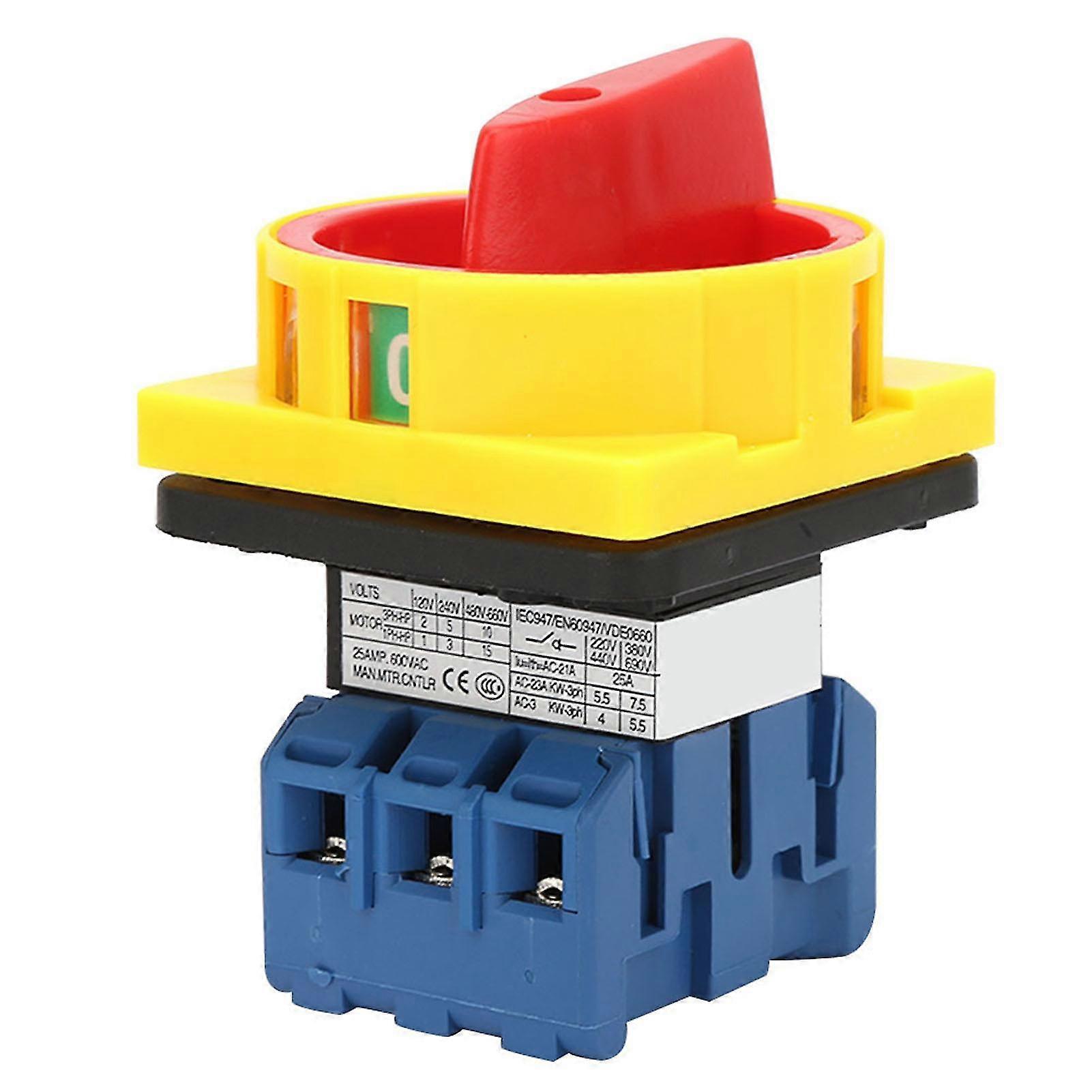 25a/32a Load Circuit Breaker Switch 3-pole 2-position Rotary Cam On Off ...