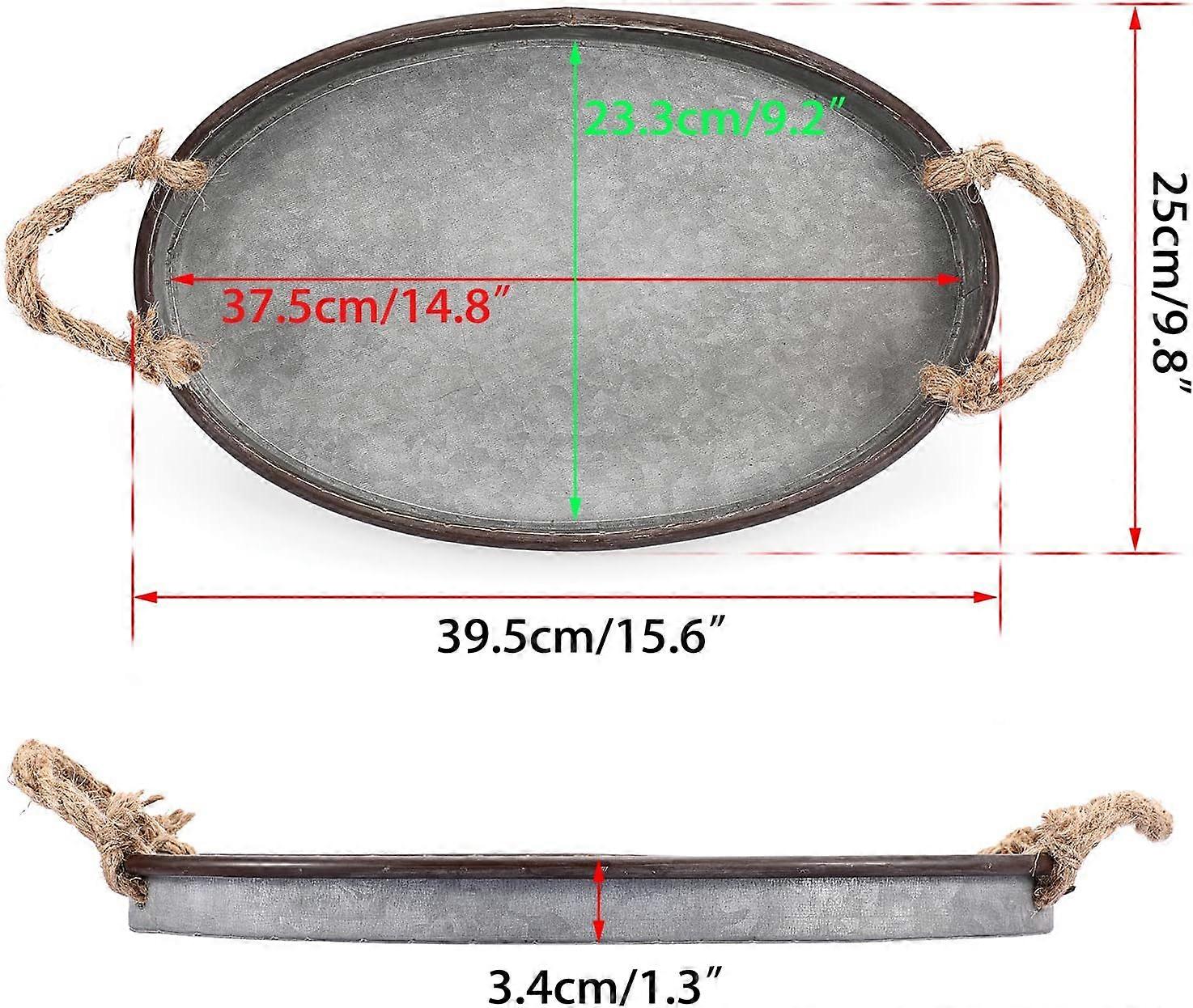 Metal Iron Tray Oval Serving Tray, Industrial Farmhouse Style Tray ...