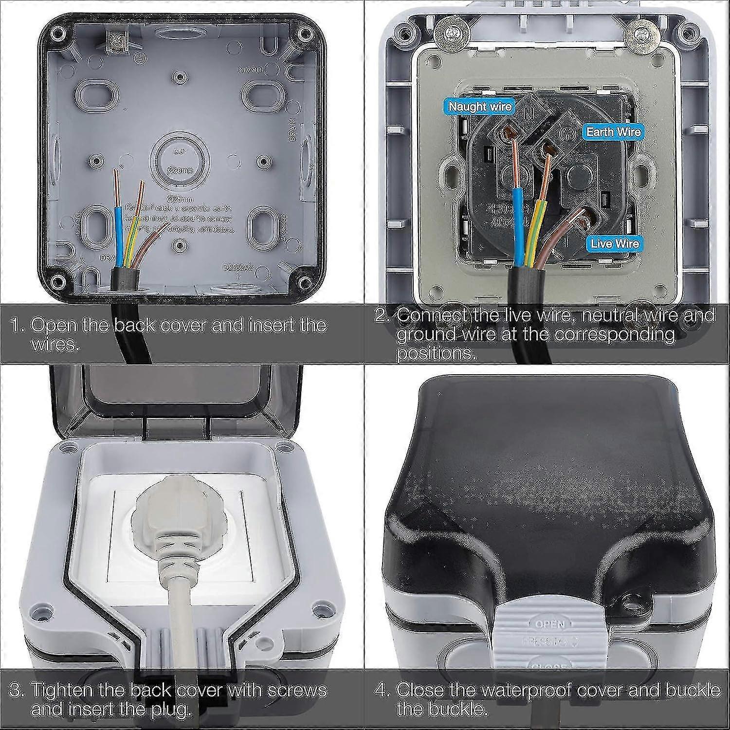 Ip66 Waterproof Outdoor Socket, Wall Socket For Outdoor Use, Waterproof ...