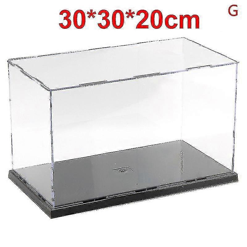 30cm Perspex Acrylic Display Case H Box Plastic Base Dustproof Figure ...