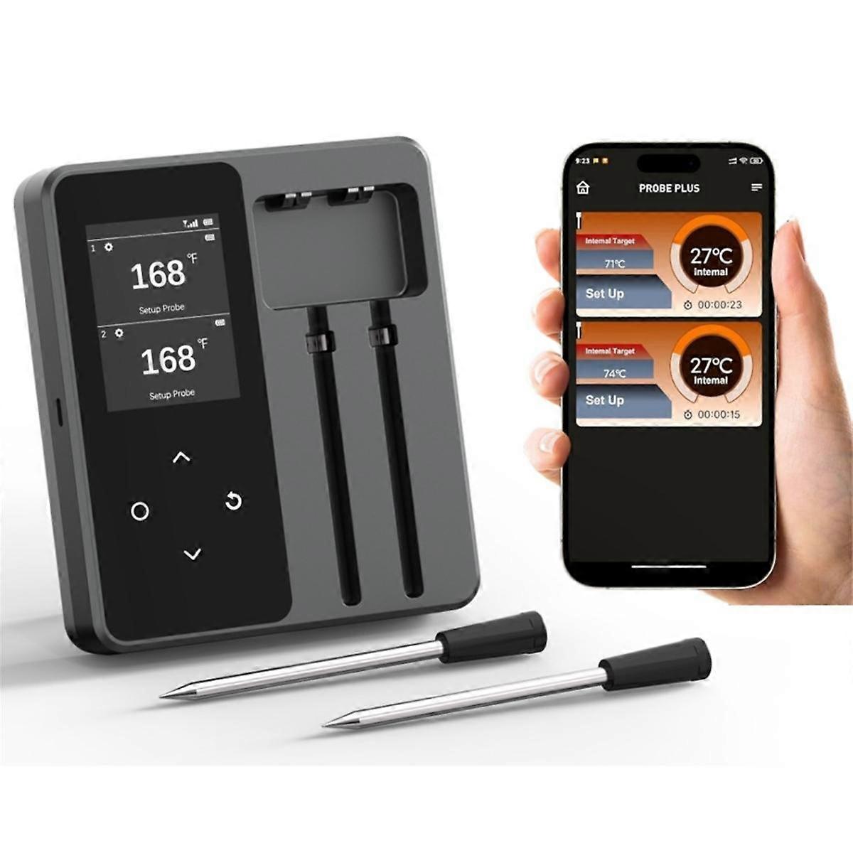 Wireless Bluetooth Meat Thermometer Probes with LCD Screen Booster ...