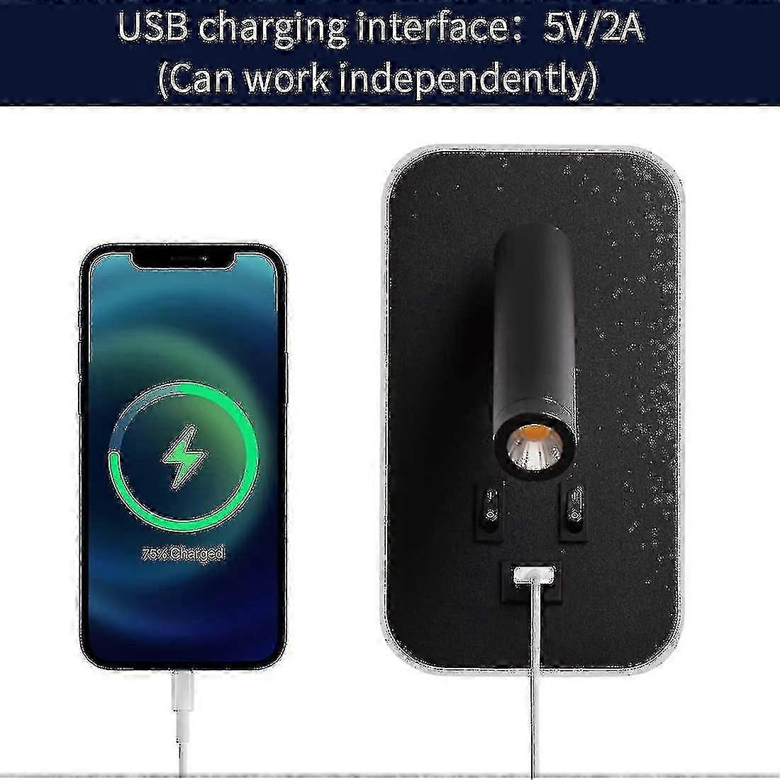 Led Wall Lamp, Bedside Reading Light With Switch, Usb Charging Port ...