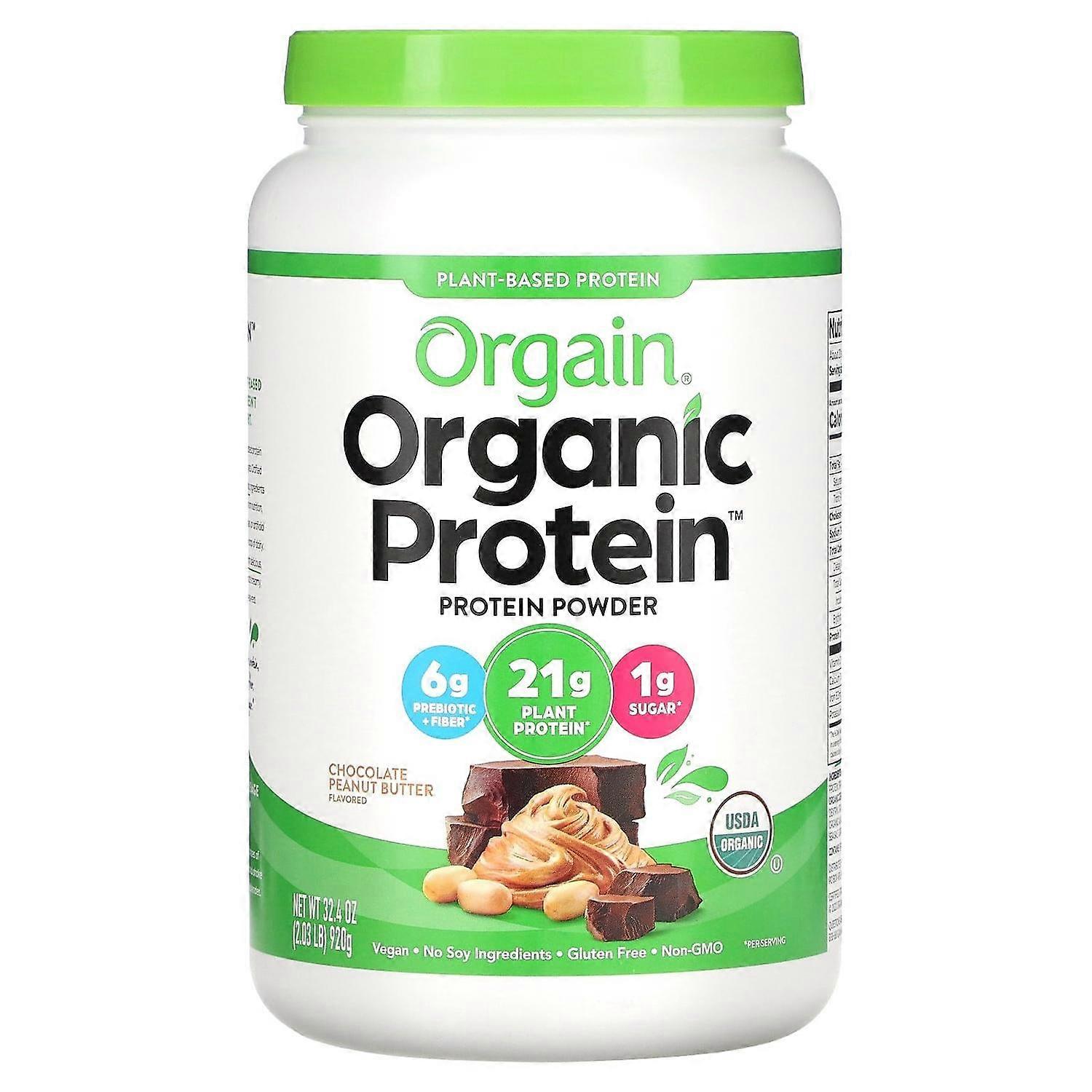 Orgain, Organic Protein Powder, Plant Based, Chocolate Peanut Butter, 2 ...