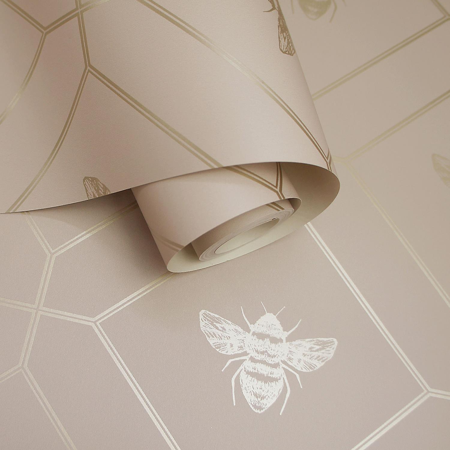 Honeycomb Bee Pink Wallpaper | Fruugo DE